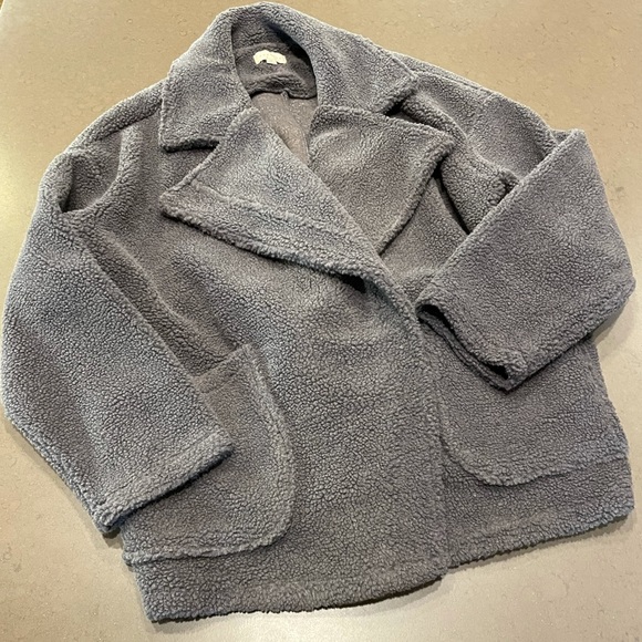 Promesa | Jackets & Coats | Gray Zip Front Teddy Jacket Sz M | Poshmark